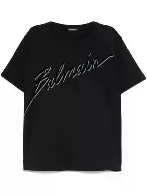 Balmain Flocked-logo T-shirt - Black