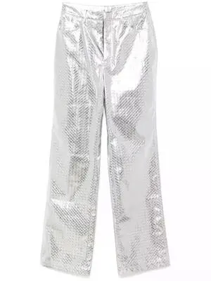 ROTATE BY BIRGER CHRISTENSEN Braided Straight-leg Trousers - Grey