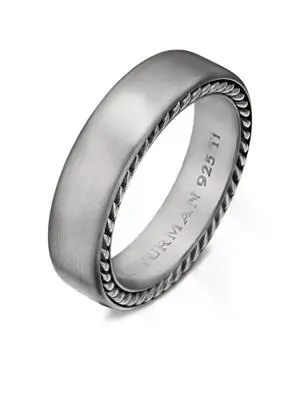 David Yurman Sterling And Titanium Cable Motif Band Ring