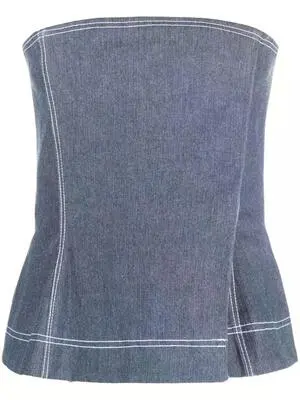 IOANA CIOLACU Strapless Bustier Top With Contrast Stitching