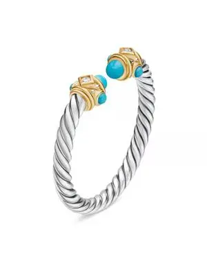 David Yurman Sterling Renaissance Turquoise And Diamond Ring