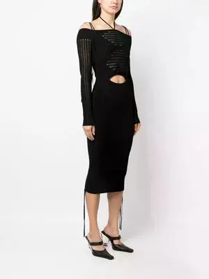 ANDREĀDAMO Cold-shoulder Knitted Midi Dress