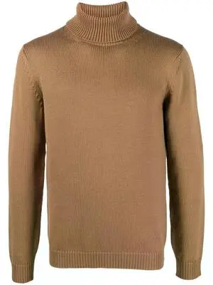 NUUR High-neck Merino Wool Knit Jumper - Brown