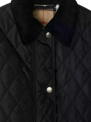 Burberry Quilted Barn Jacket With Corduroy Collar - Black