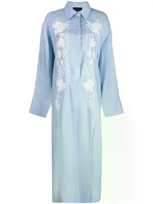 Cynthia Rowley Floral Embroidered Shirt Dress - Blue