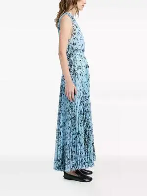 Proenza Schouler Sleeveless V-neck Pleated Maxi Dress - Blue
