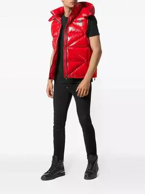 Philipp Plein Hexagon Logo-plaque Padded Gilet - Red