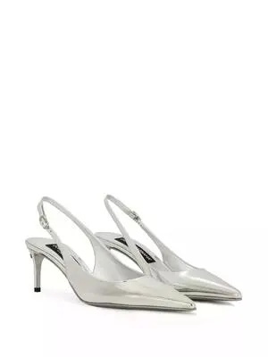 Dolce & Gabbana Tone Calf Leather Slingback Pumps - Silver