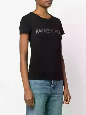 Patrizia Pepe Rhinestone Logo T-shirt - Black