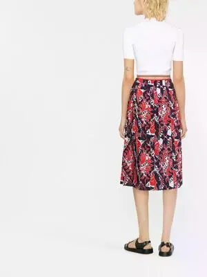 Valentino Garavani Pleated Graphic Print Midi Skirt