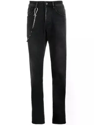 TRAMAROSSA Chain Detail Slim Fit Cotton Jeans - Black