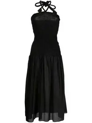 BAMBAH Shirred Panel Halterneck Dress
