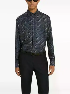 Dolce & Gabbana Geometric-print Silk Shirt - Blue