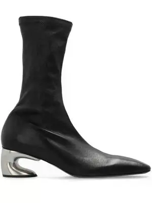 JIL SANDER Nappa Leather Ankle Boots With Sculptural Heel