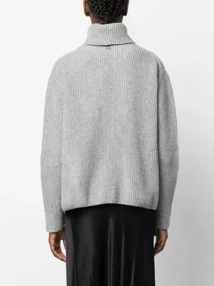 Pinko Ribbed Wool-cashmere Blend Roll Neck Jumper