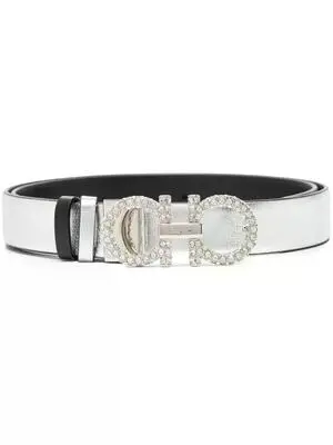 FERRAGAMO Embellished Gancini Belt - Silver