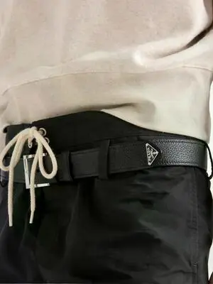 Prada Textured Leather Belt With Silver-tone Buckle