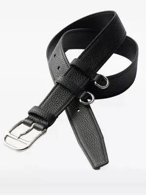 Prada Pebbled Leather Belt With Silver-tone Buckle - Black