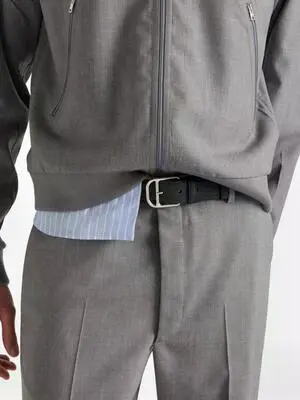 Prada Pebbled Leather Belt With Silver-tone Buckle