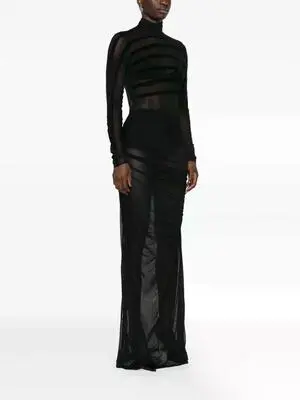 JEAN PAUL GAULTIER Draped Mesh Maxi Dress