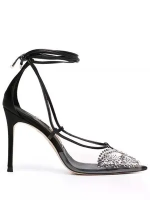 SOPHIA WEBSTER Calf Leather Aria Crystal-embellished Pumps - Black