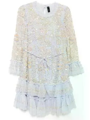 NEEDLE & THREAD Celia Sequin Embellished Ruffled Dress - Blue