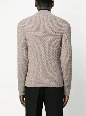 Canali Textured Knit Merino Wool Cardigan