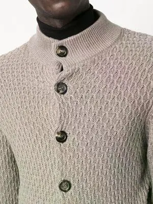 Canali Textured Knit Merino Wool Cardigan