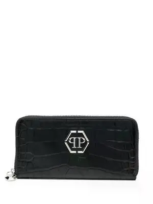 Philipp Plein Crocodile-embossed Leather Purse - Black