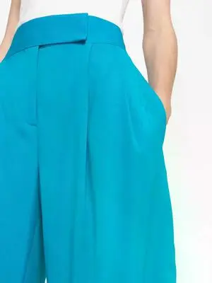 Attico Virgin Wool Blend Wide Leg Trousers - Blue