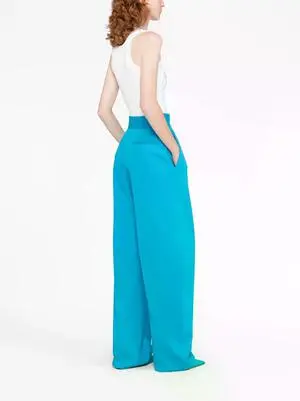 Attico Virgin Wool Blend Wide Leg Trousers - Blue