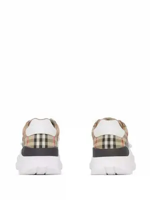 Burberry Check And Leather Sneakers