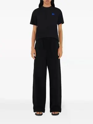 Burberry Cotton Crewneck T-shirt With Equestrian Knight Motif - Black