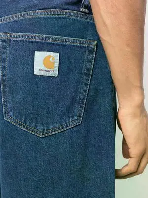Carhartt Work In Progress Indigo Denim Logo Patch Shorts