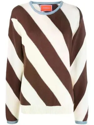 La DoubleJ Veneziana Striped Cotton Jumper - Brown