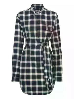 Dsquared2 Checked Shirt Dress With Belt - Blue