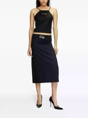DIESEL® T-wilit Halterneck Cropped Top With Logo Plaque