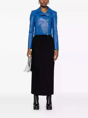 Patrizia Pepe Crocodile-embossed Biker Jacket