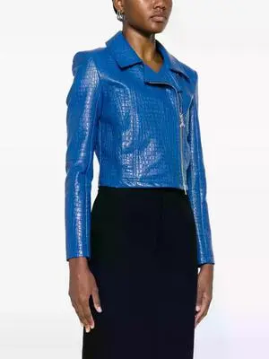 Patrizia Pepe Crocodile-embossed Biker Jacket