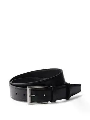 Prada Leather Belt With Polished Buckle - Black