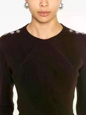 Pinko Wool Blend Ribbed Knit Sweater - Brown
