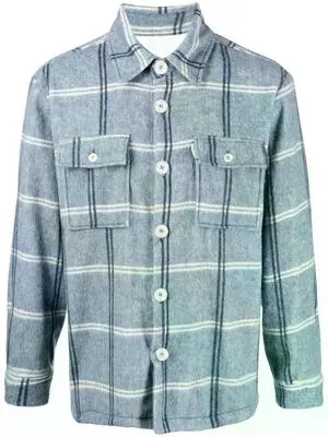 FAMILY FIRST Logo-print Checked Flannel Shirt - Blue