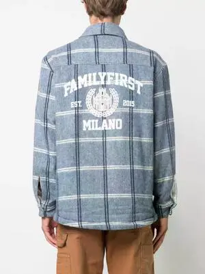 FAMILY FIRST Logo-print Checked Flannel Shirt - Blue