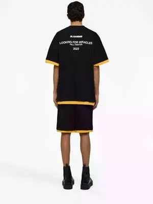 JIL SANDER Logo-print Two-tone T-shirt - Black