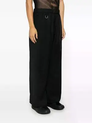 Y3 X Adidas Wide Leg Trousers With Signature Stripes - Black