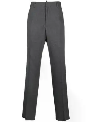 Dsquared2 Charcoal Wool Blend Logo Plaque Tailored Trousers