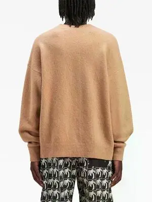 Palm Angels Logo Embroidered Merino Wool Blend Jumper