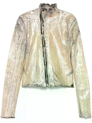 Rick Owens Cracked Effect Zip-up Jacket - Gold