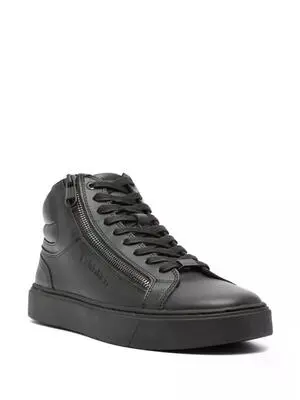 Calvin Klein Debossed Leather High-top Sneakers