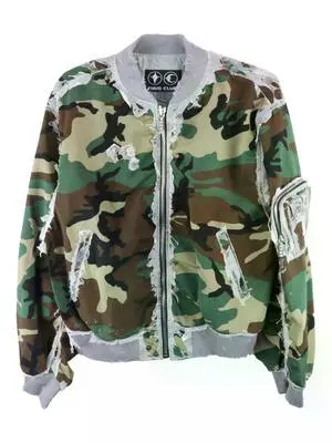 THUG CLUB Charlie Camouflage Bomber Jacket - Brown
